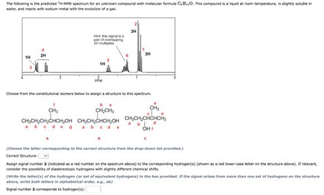 Solved The Following Is The Predicted 1h−nmr Spectrum For An