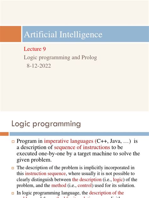 9 logic programming and prolog pdf computer programming computing