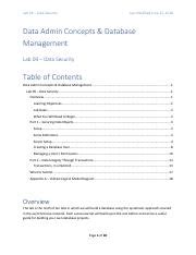 Lab Data Security Pdf Lab Data Security Last Modified June Data Admin Concepts