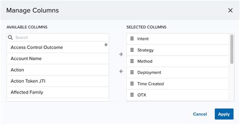 Configuring Columns On Alarms