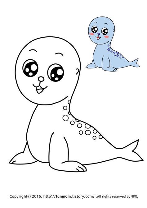 똘망똘망 아기 바다표범 무료 색칠공부프린트 컬러링 북 어린이 그림 그리기 동물 템플릿