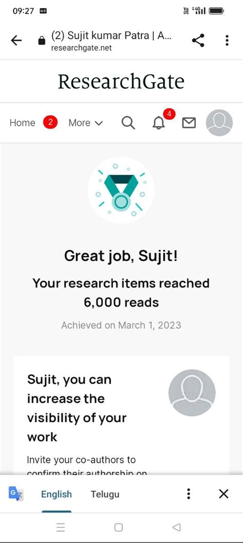 Dr Sujit Kumar Patra On Linkedin Thanks Research Gate For The Information Congratulations