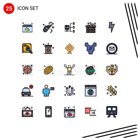 Filled Line Flat Color Pack Of 25 Universal Symbols Of Page Basic Secure Server Power Sauna