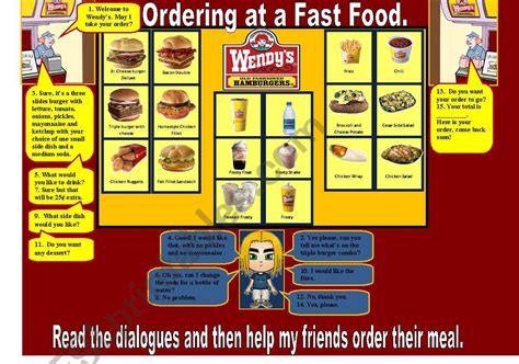 Ordering At A Fast Food Esl Worksheet By Lizsantiago