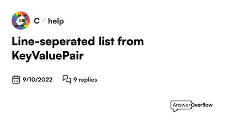 Line Seperated List From Keyvaluepair C