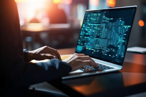 Programmer Working On Their Professional Development Types On A Laptop Computer Keyboard
