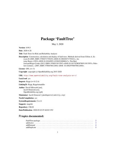Pdf Package ‘faulttreereturns The Input Fault Tree Dataframe