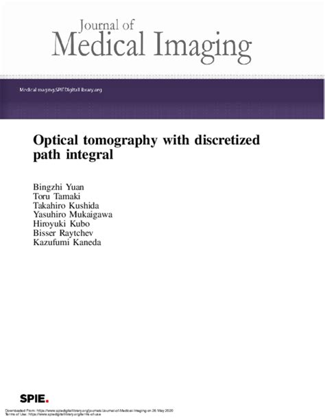 Pdf Optical Tomography With Discretized Path Integral