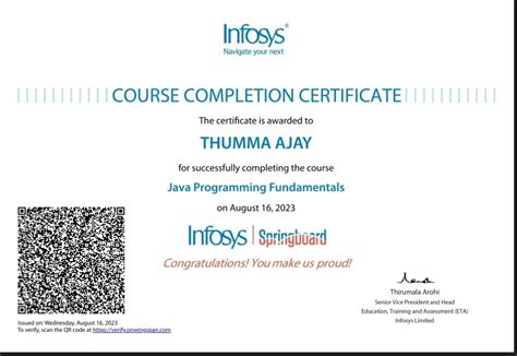 ajay thumma on linkedin java programming infosysspringboard learning professionaldevelopment