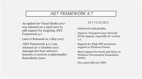 evolution of framework and features of different versions ppt