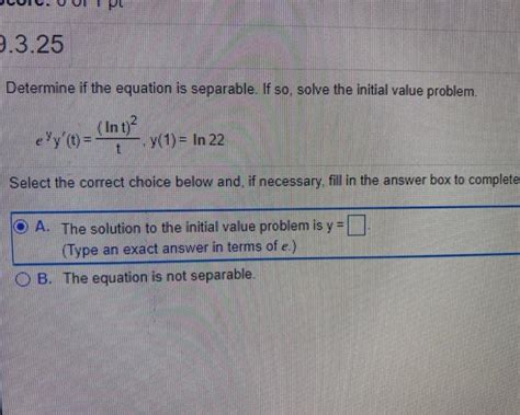 solved determine if the equation is separable if so solve