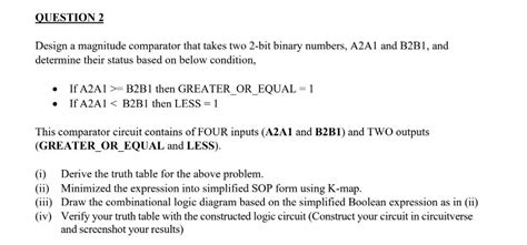 Solved HelpOUESTION Design A Magnitude Comparator That Chegg Com