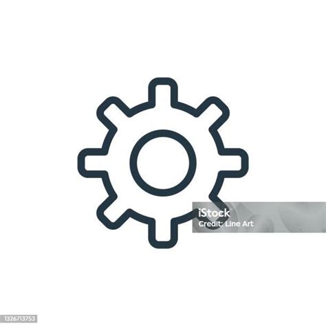 기타 개념에서 기어 아이콘 벡터 기어 편집 가능한 스트로크의 얇은 선 그림 웹 및 모바일 앱 로고 인쇄 미디어에 사용하기 위한 기어 선형 사인 0명에 대한 스톡 벡터 아트