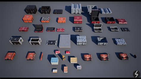 3d model sci fi cases pack ue4 unity vr ar low poly cgtrader