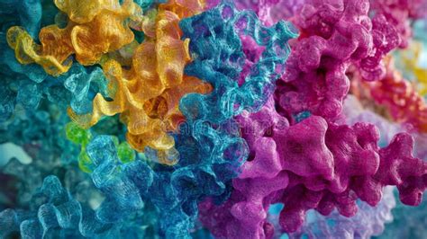 Colorful 3d Model Of Intricate Protein Structure Stock Illustration Illustration Of Magenta