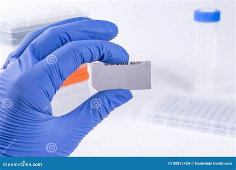 Scientist With DNA Sequencing Chip Medical Laboratory Stock Photo Image Of Biochemistry