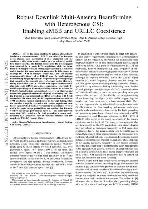 Pdf Robust Downlink Multi Antenna Beamforming With Heterogenous Csi Enabling Embb And Urllc