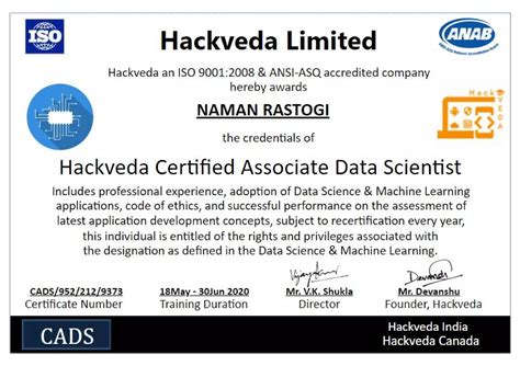 Hackveda Certified Associate Data Scientist Pdf
