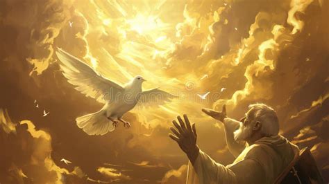 Dove Descending In Radiant Light Stock Illustration Illustration Of