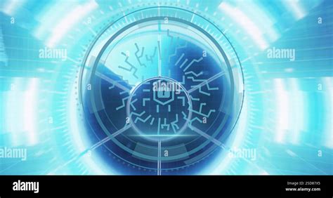 Image Of Glowing Blue Digital Lock Interface With Secure Padlock And