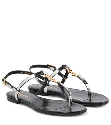 Saint Laurent Cassandra Leather Thong Sandals Saint Laurent