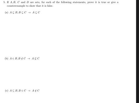solved 5 if a b c and d are sets for each of the following