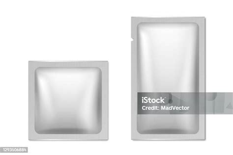 벡터 3d 사실적 사각형 직사각형 긴 호일 실버 회색 빈 포장 세트 격리 마약 커피 소금 설탕 후추 향신료 봉지 콘돔 포장지 디자인 템플릿 모형 맨 위 보기 0명에 대한