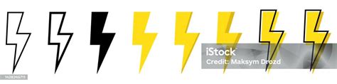 천둥 볼트 벡터 아이콘입니다 번개 아이콘 전기 표지판 흰색 배경에 썬더 볼트 기호 전기 개념 스톡 벡터 일러스트레이션 플래시 로고 세트 0명에 대한 스톡 벡터 아트 및 기타
