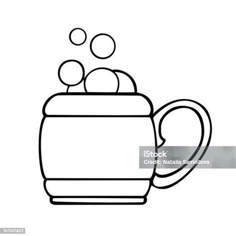 흑백 사진 탄산 음료 맥주 크 바스가있는 아름다운 머그잔 벡터 일러스트 레이 션 만화에 대한 스톡 벡터 아트 및 기타 이미지 만화 맥주 흑백 Istock