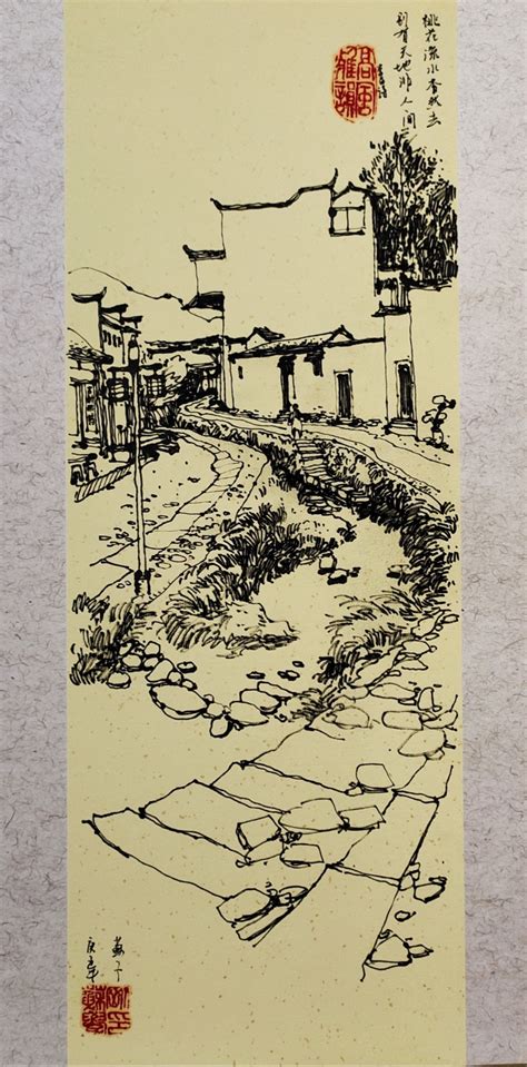 查济速写古镇 大山谷图库