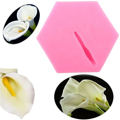 칼라 릴리 하트 실리콘 몰드 퐁당 Diy 파티 컵케익 토퍼 케이크 장식 도구 캔디 클레이 초콜릿 검 페이스트 몰드점토 압출기 Aliexpress