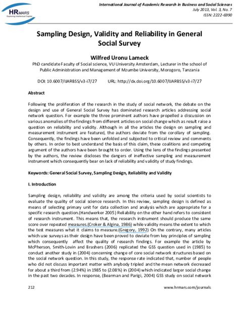 pdf sampling design validity and reliability in general social survey