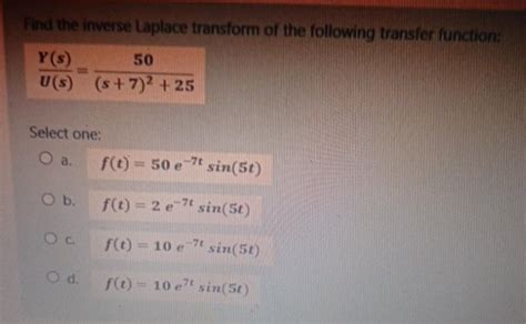Solved Find The Inverse Laplace Transform Of The Following Chegg