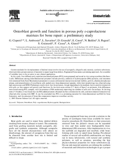 Pdf Fabrication And Characterization Of Covalently Functionalized Poly Caprolactone Scaffold