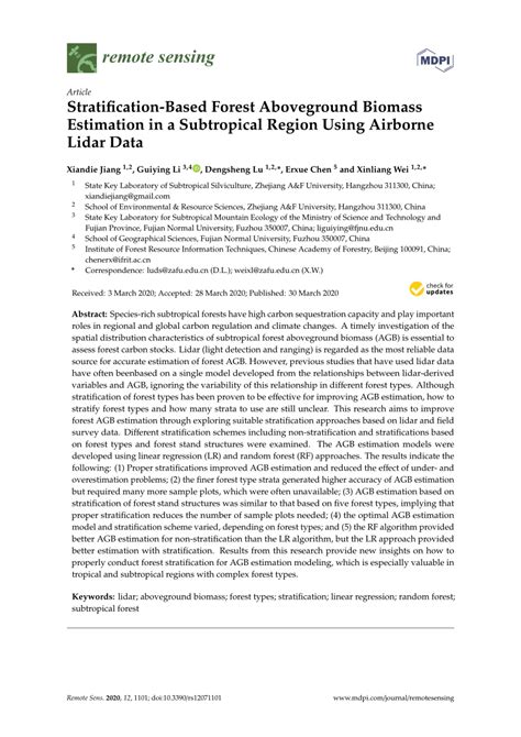 Pdf Stratification Based Forest Aboveground Biomass Estimation In A