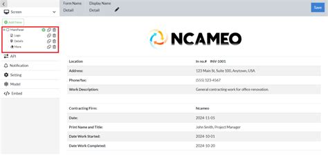 print no code software platform applications ncameo