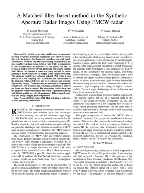 a matched filter based method in the synthetic aperture radar images