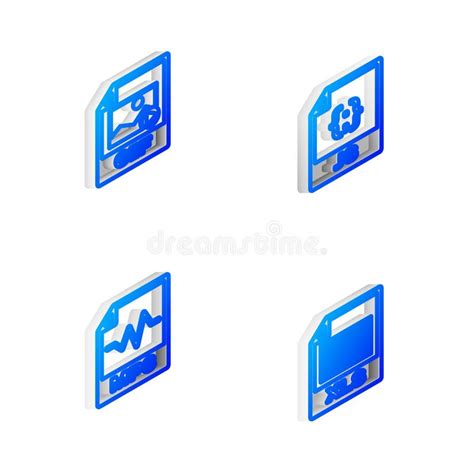 Set Isométrico Line Js File Document  Mp3 Y Xls Icon Vector Stock De Ilustración
