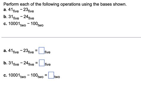 Solved Perform Each Of The Following Operations Using The