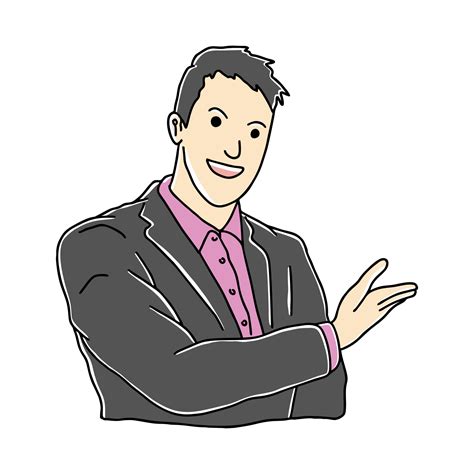 Illustration Icon Of Gesture Man Doing Presentation At Meeting Really Good For Icon Of