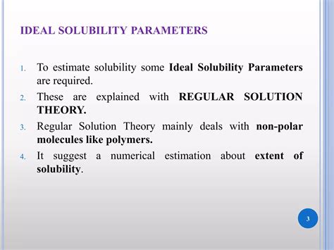 Solubility 2 Ideal Solubility Parameters Regular Solutions Theory Unit Solubility Parameters