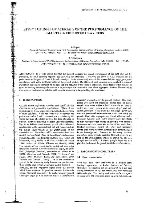 Pdf Effect Of Infill Materials On The Performance Of The Geocell Reinforced Clay Beds