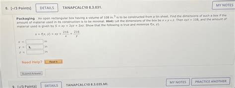 Solved Packaging An Open Rectangular Box Having A Volume Of Chegg Com