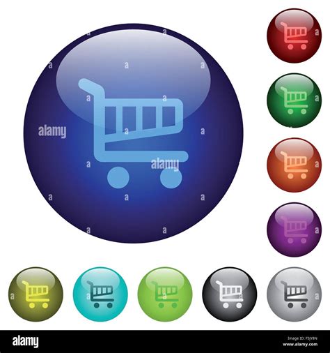 Set Of Color Shopping Cart Glass Web Buttons Arranged Layer Structure Stock Vector Image And Art