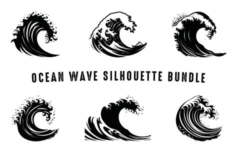 Sea Wave Silhouette Clip Art Set 46802300 Vector Art At Vecteezy