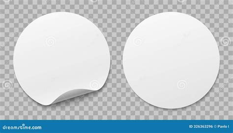Circle Adhesive Paper Round Stickers With Peeling Corner And Shadow