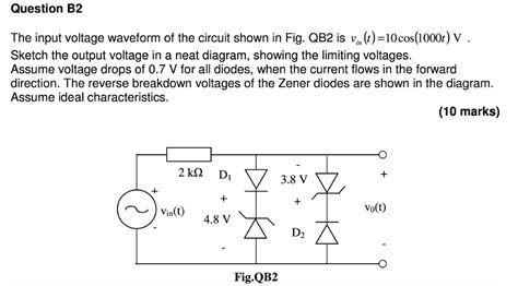 Question B2 The Input Voltage Waveform Of The Circuit Shown In Fig Qb2