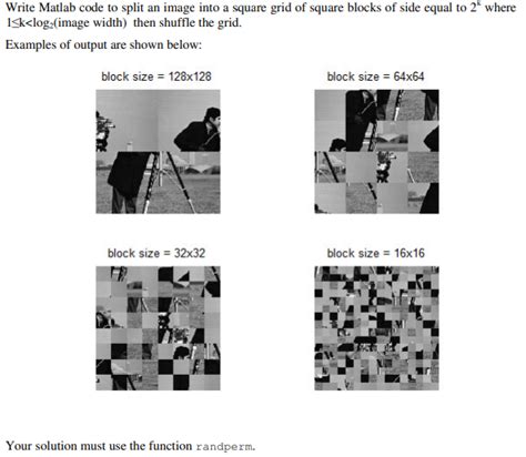 solved write matlab code to split an image into a square