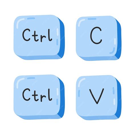 Premium Vector Cute Cartoon Blue Ctrl C And Ctrl V Keyboard Buttons Copy And Paste Key