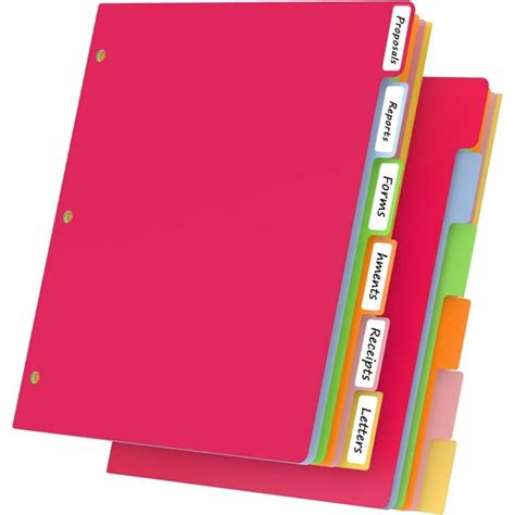 6 Tab Dividers For 3 Ring Binder Colorful Binder Dividers With Tabs 3 Ring Page Folder Dividers